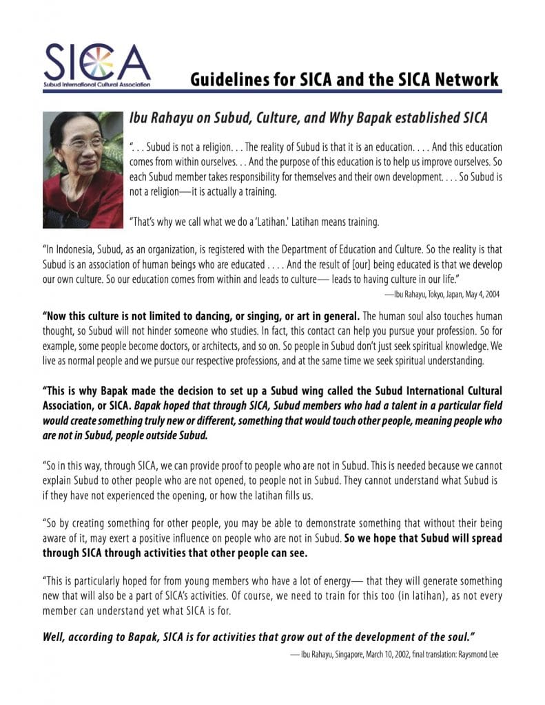 Guidelines for SICA and the SICA Network - SICA-USA